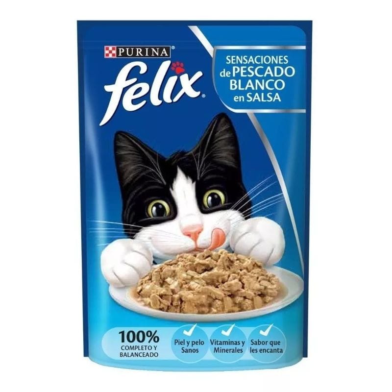 Felix Pouch Gato Pescado Blanco 85 Gr 15 Unidades | Veterinaria Juncal